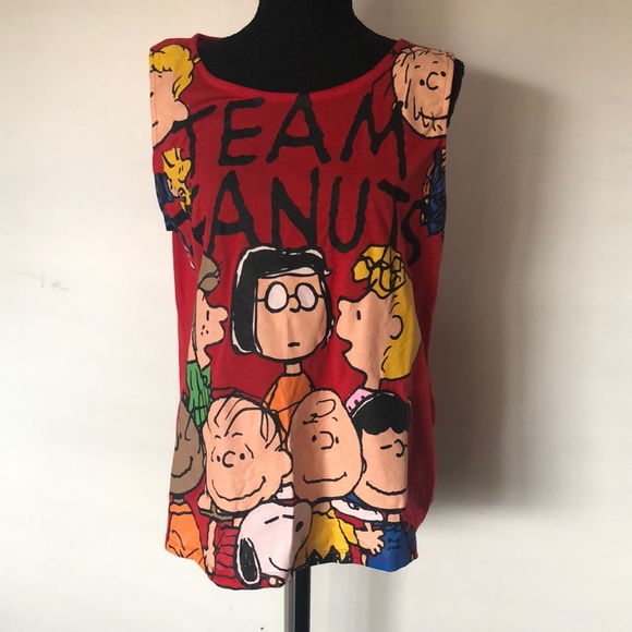 Peanuts | Tops | Peanuts Red Sleeveless Graphic Muscle Tee | Poshmark
